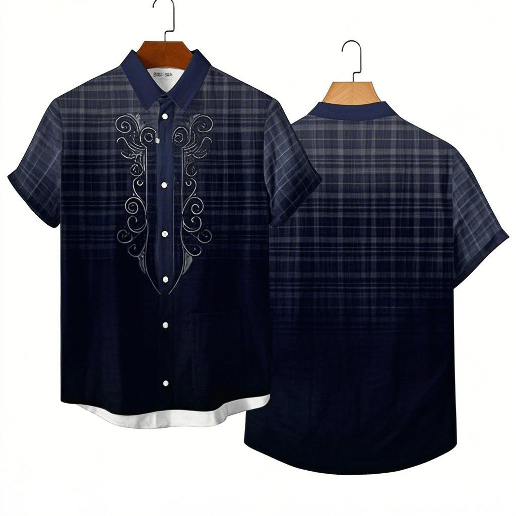 2025 Filipino Native Barong Retro turn-down Collar Short-sleeved Tops ...