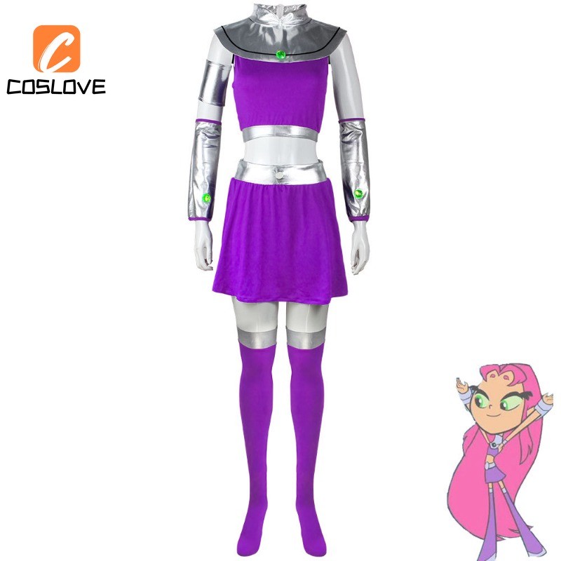 Anime Hero Teen Titans Starfire Cosplay Clothing Full Set Costume Suit ...