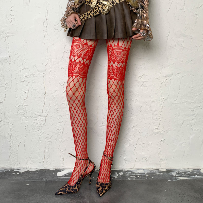 Women High Waist Sexy Fishnet Black Tight Pantyhose Garter Flower ...