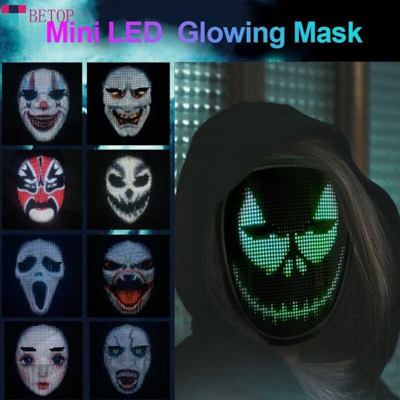 BETOP RGB Light Up LED Mask GIF Upload Gesture Sense Face Changing ...