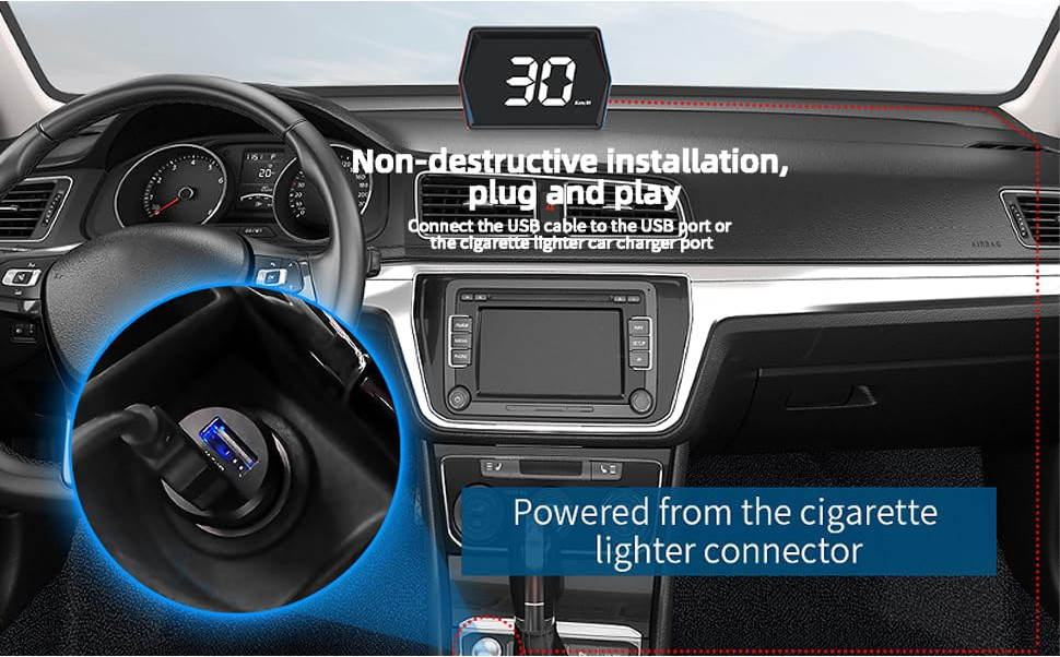 Universal Car HUD GPS Speedometer G20 Car Heads-up Display Plug and Play with USB Connection ...