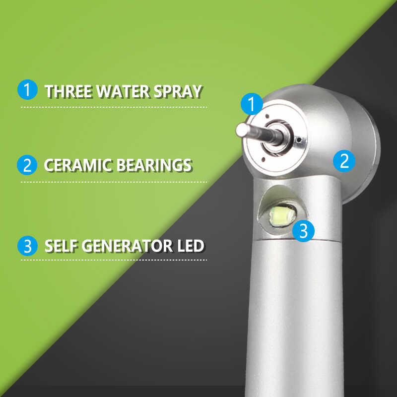 Dental LED High Speed Handpiece Dentist Tips E- Air Turbine B2 M4 Push Button Triple Water ...