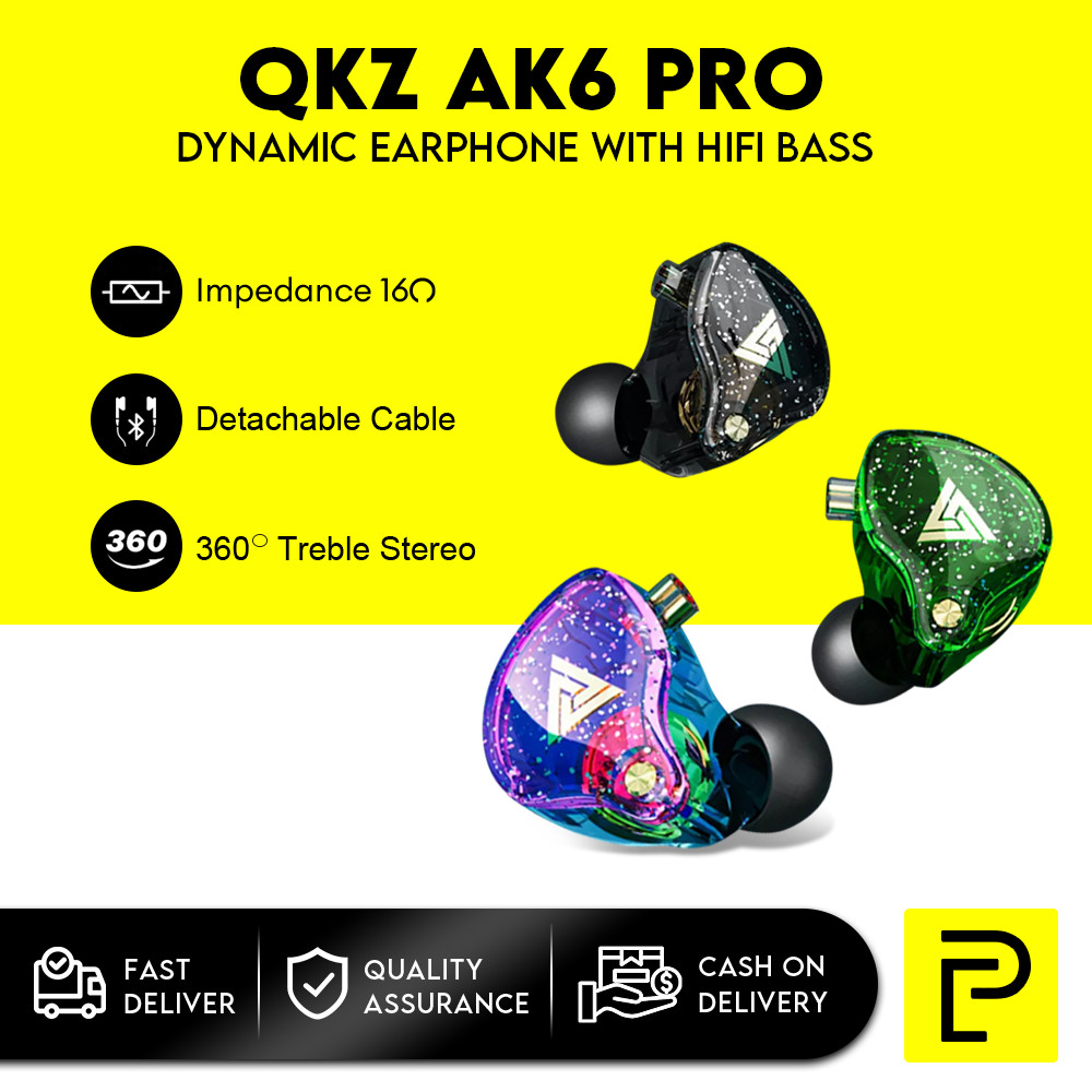 in stock QKZ AK6 Pro 1DD Dynamic Earphones HIFI Bass In-Ear Monitor ...