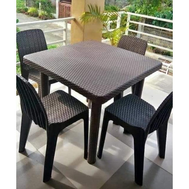 in stock 2/4/6 Seater Plastic Rattan Table & Chairs SET Dining Outdoor ...