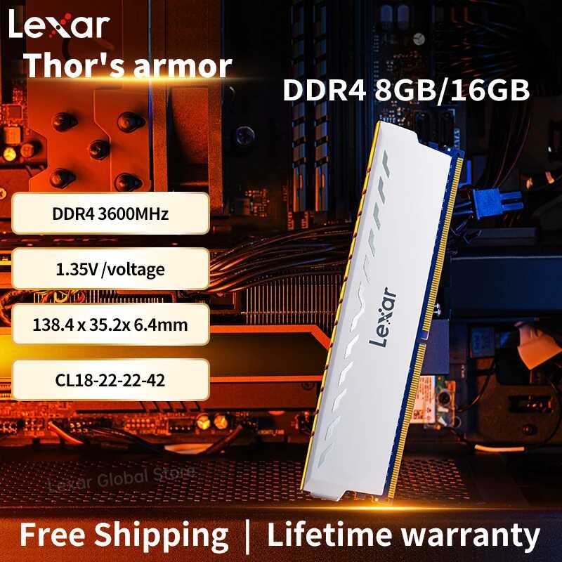 Lexar Memoria DDR4 Thor Armour RAM 8GB 16GB 3200/3600MHZ Memory Stick INTEL XMP 2.0 288Pin for ...