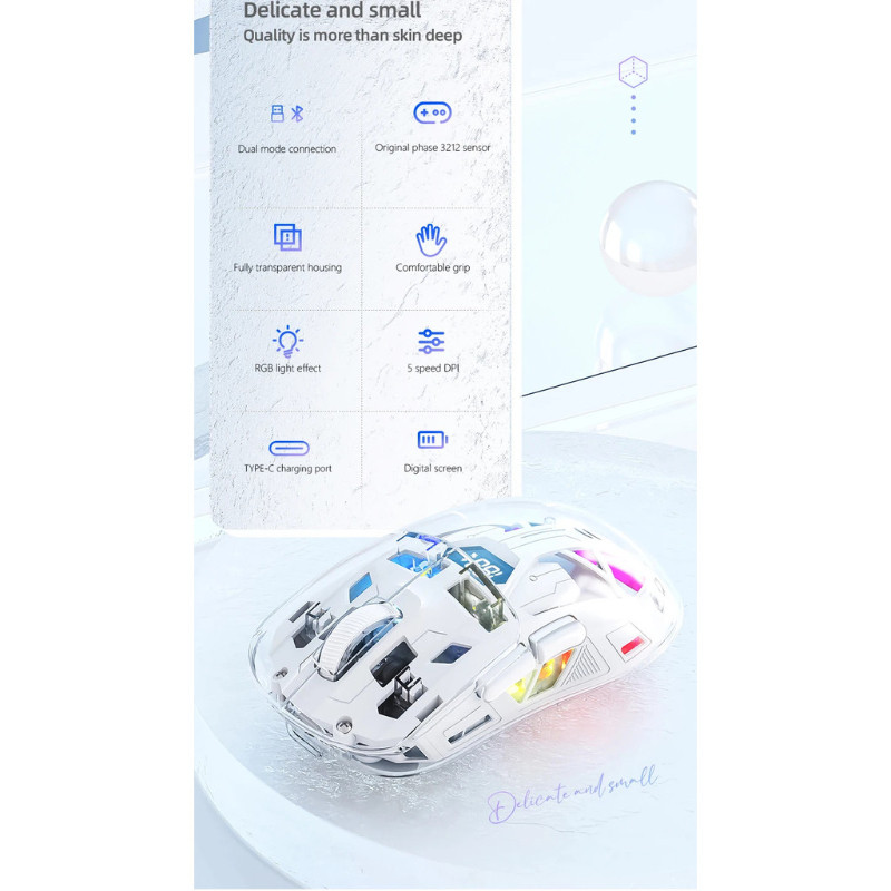 A2 Bluetooth Wireless Mouse Dual Mode RGB PC Connection ,Digital ...