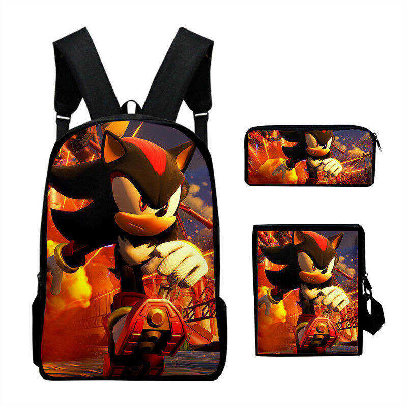 Er 3Pcs/Set SONIC Backpack 3D Print School Sets Para Sa Mga Teenager ...