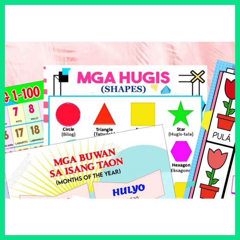 Tagalog Chart ,Kulay, Hugis, Bilang, Bahagi ng katawan, Buwan sa isang ...