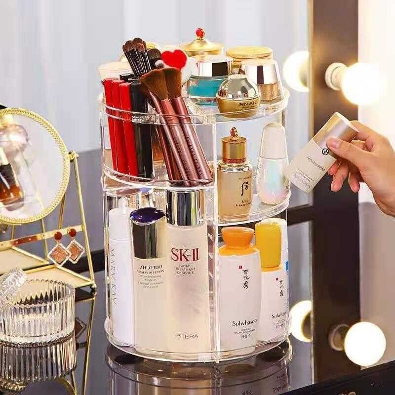 Rotating Makeup Storage Box 360 Degree Adjustable Cosmetic Rack ...