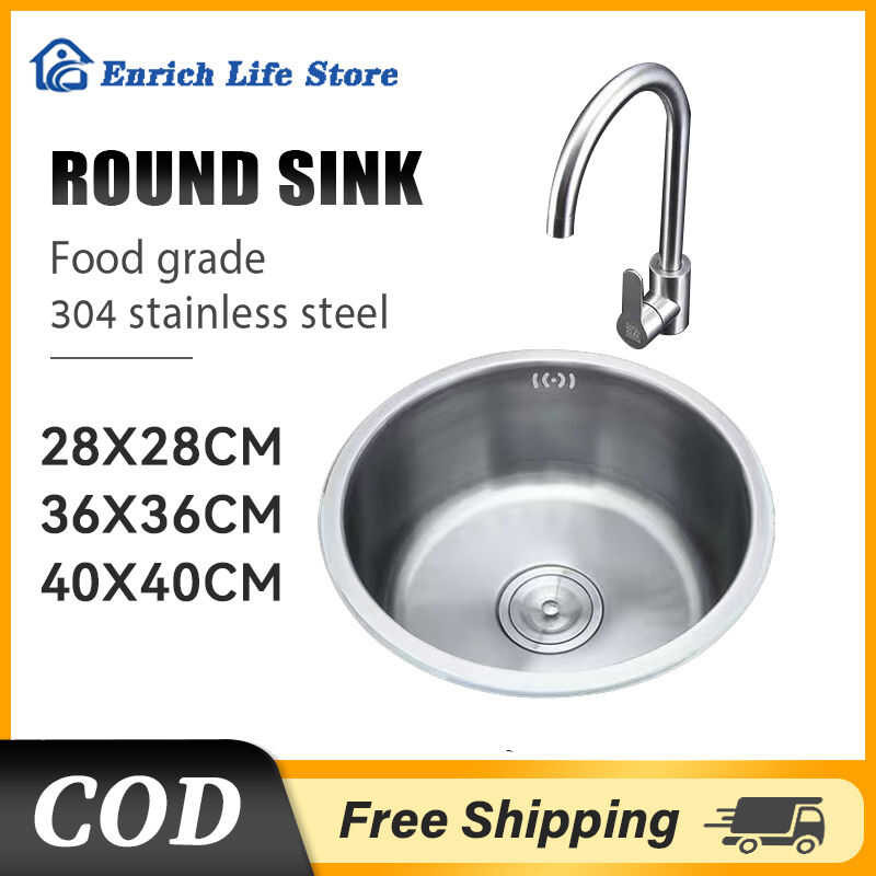 Kitchen Sink Stainless Steel Single Bowl Mini Round Undermount Bar ...