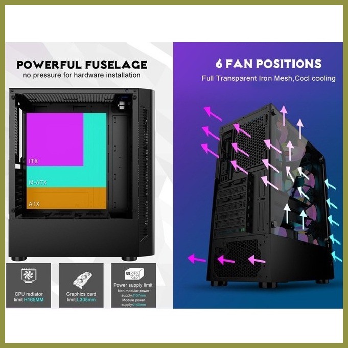 ☪ INPLAY Meteor 01/meteor 03 Desktop Computer gaming case cpu case ...