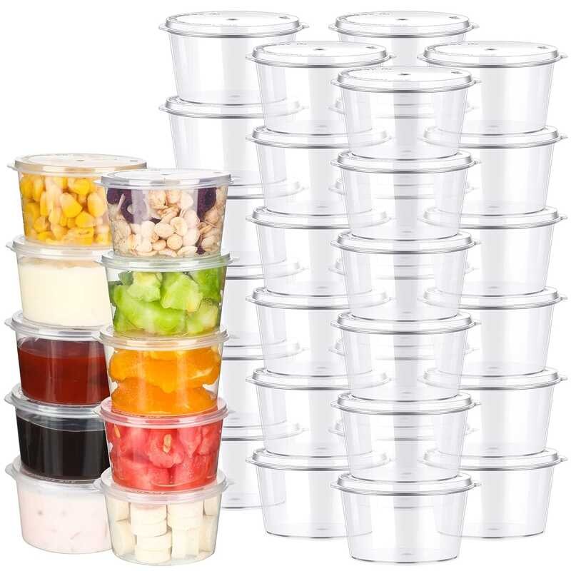 Didaey 100 Pcs Disposable Freezer Plastic Storage with Hinged Lids 4 oz ...