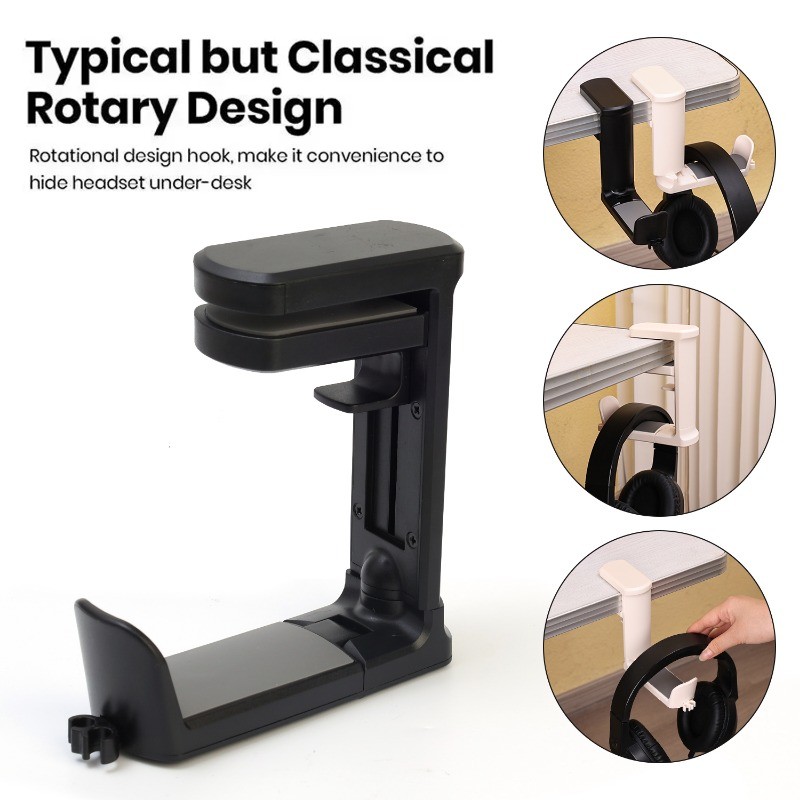 360 Degree Rotating Headphone Holder - No Punch Table Clip Hook ...