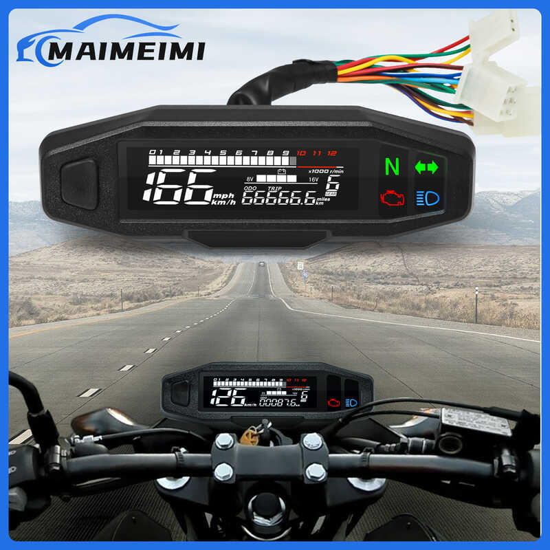 Motorcycle Dashboard Speedometer LCD Display Tachometer Digital Meters ...
