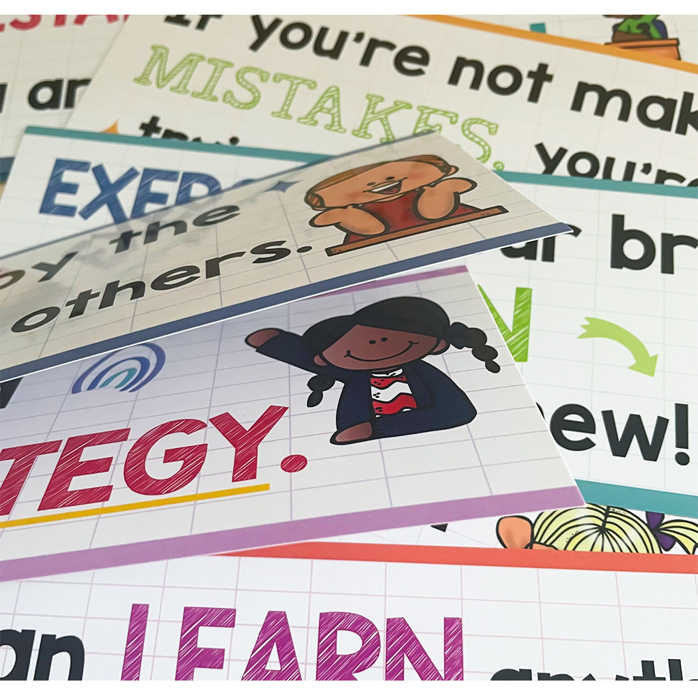 16PCS Growth Mindset Flashcards for Classroom Wall Decor, Positive ...