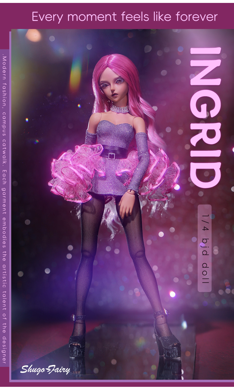 Ingrid Bjd Dolls 1/4 Minifee Nobility Fashion Fullset Toys Fuchsia Preppy Style Resin Ball ...