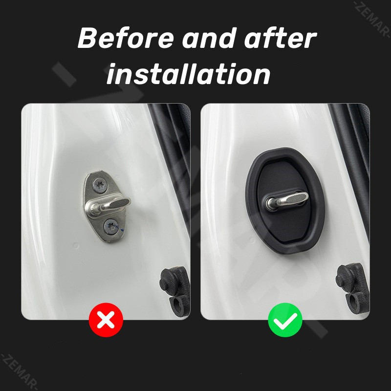 4Pcs Ford Silicone Car Door Lock Protection Cover Door Lock Shock ...