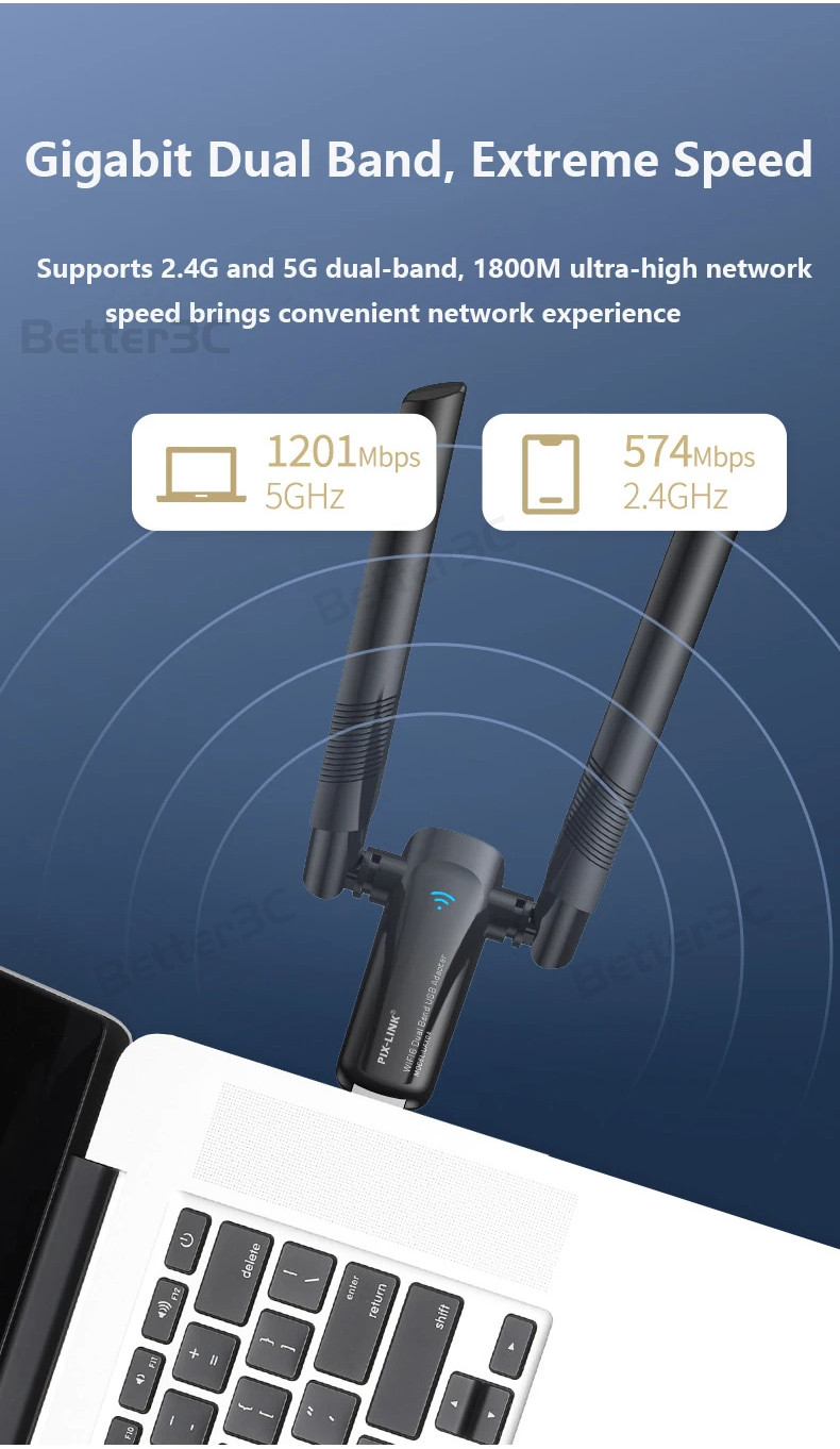 1800Mbps WiFi 6 wireless USB Network card 5G/2.4GHz Dual Band Wi-fi ...