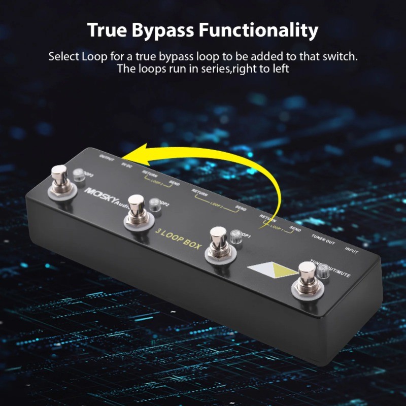 Mosky Audio 3 Loop Box Effect Pedal True Bypass with Tuner Mute ...