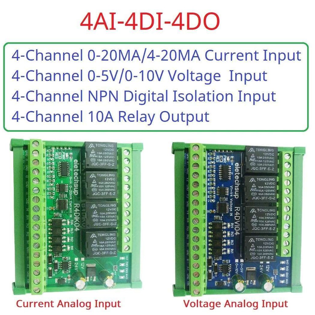 4-20MA 4AI-4DI-4DO 0-5V 0-10V Analog Digital Mixed IO Module Modbus RTU ...