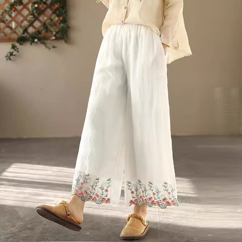 Chinese Style New Chinese Style Women's Cotton and Linen Wide-Leg ...