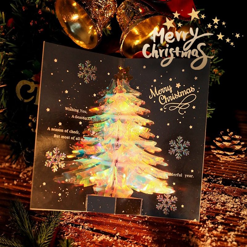Christmas Greeting Card With High-looking 3D Sparkling Tree Ins Style ...