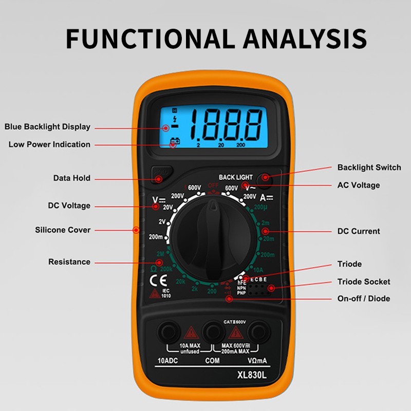 XL830L LCD Digital Tester Original Multimeter Manual-Ranging Multi ...