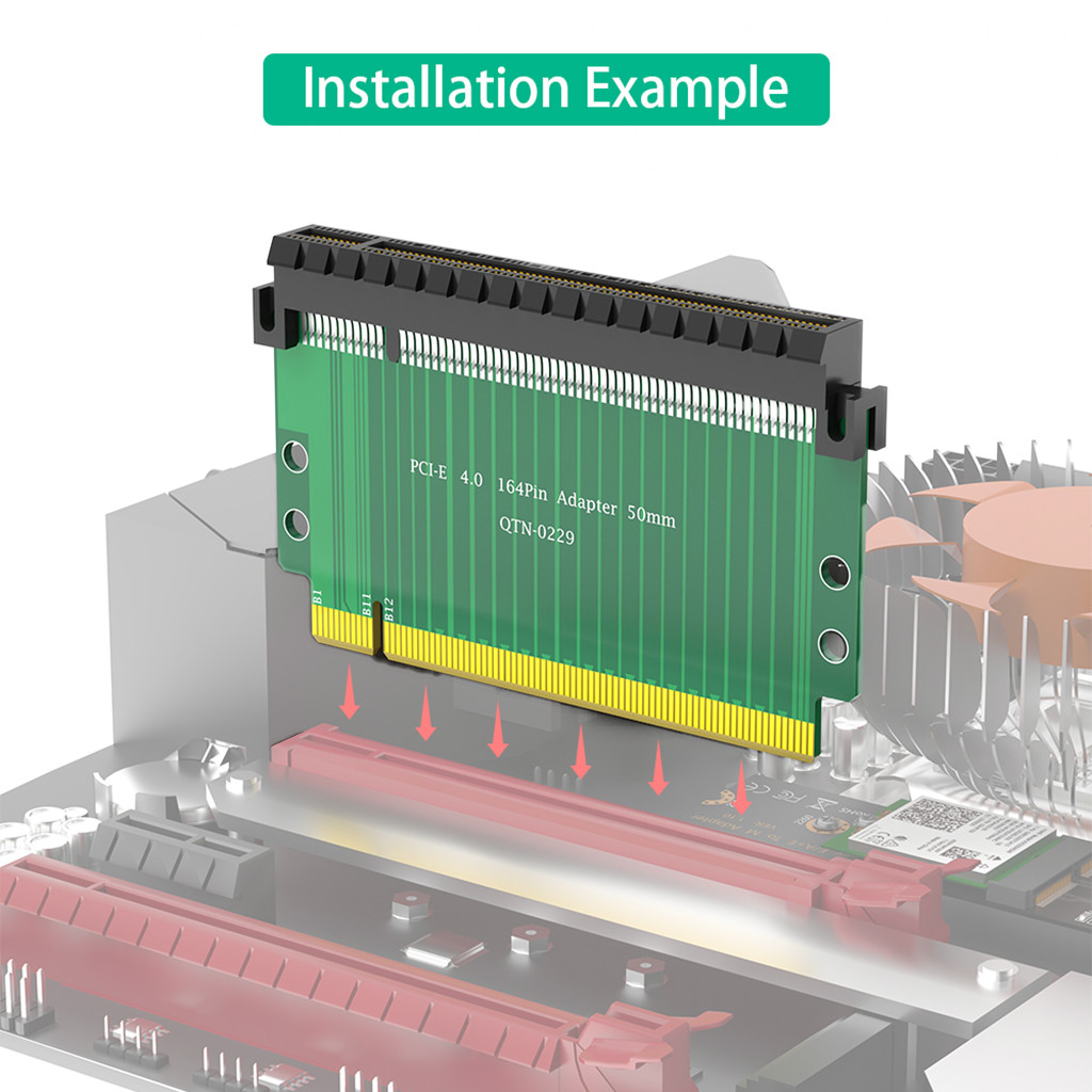 180° High Speed PCIe 164Pin Adapter PCI-Express 4.0 16x Riser Card ...