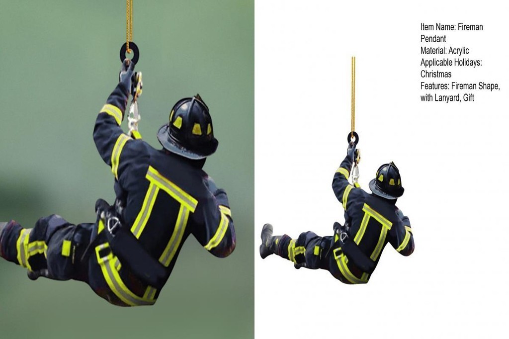FANMAODZ Fireman Pendant Firefighter Armor Car Rear View Mirror Pendant ...