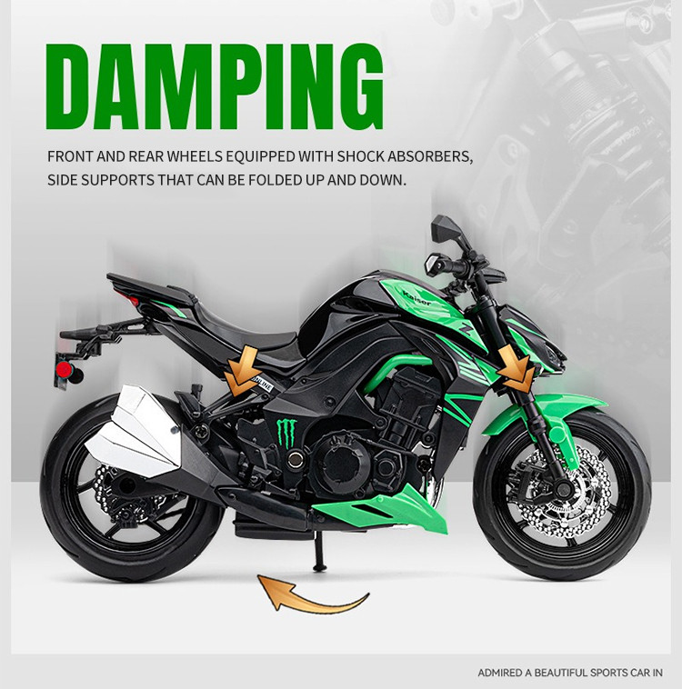 KLT 1:12 Kawasaki Ninja Z1000 Motorcycle Diecast Model Car Alloy Cars ...