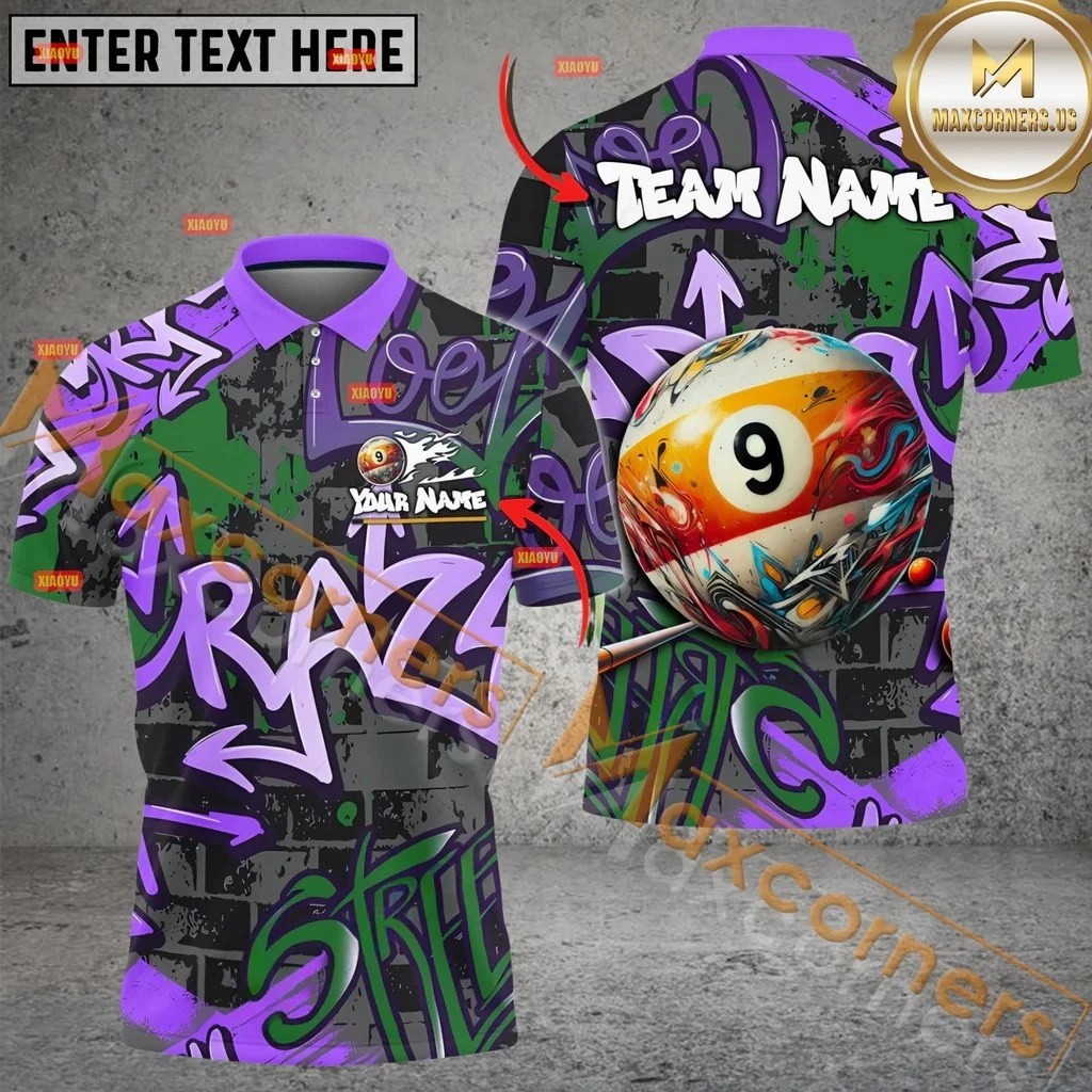 [Free Customized Name And TEAN NAME] Billiard Ball 9 Colorful Graffiti ...