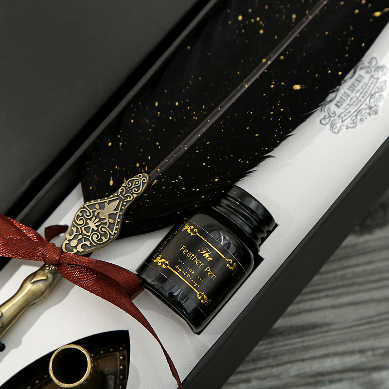 1 Set Retro Classic Texture Practical Calligraphy Feather Dip Pen Quill ...