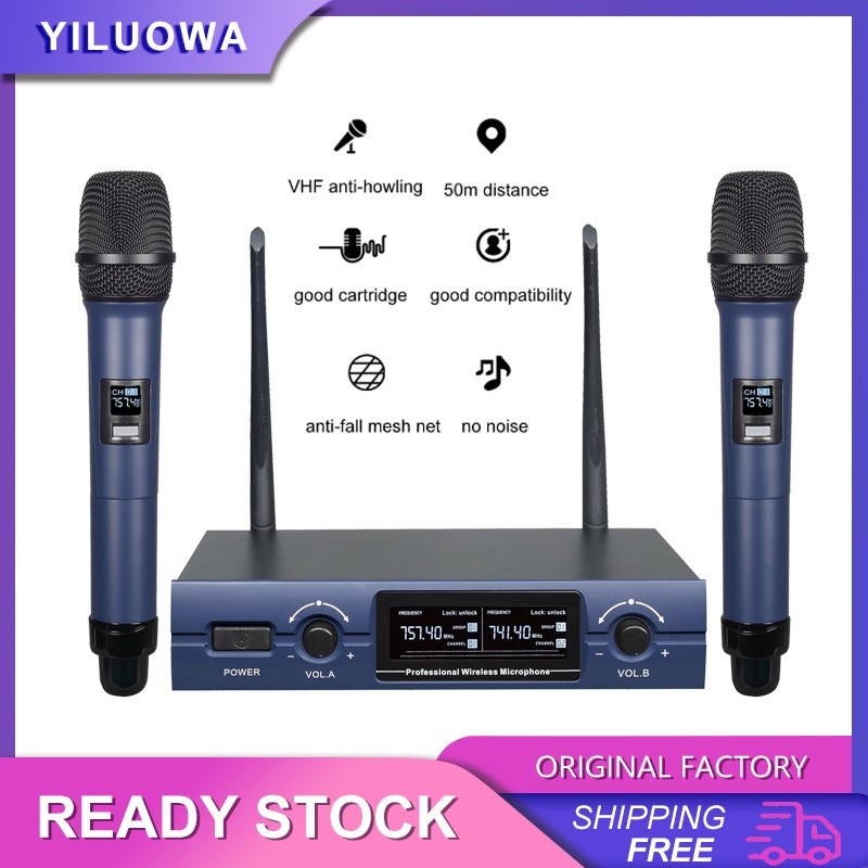 in stock Microphone VHF Professional Wireless Mic System 2 Handheld Mic ...