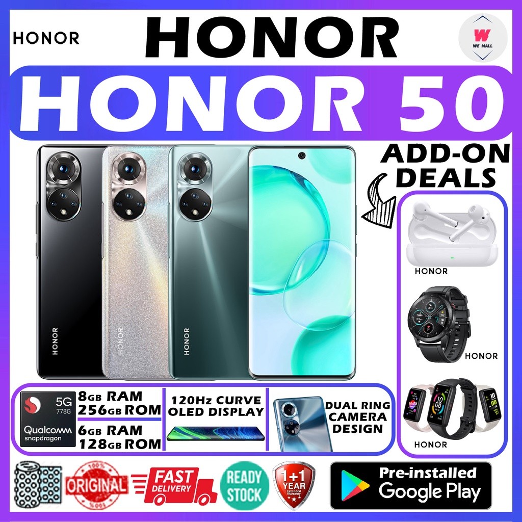 in stock Honor 50 5G - 6/128GB - 8/256GB - Original Honor Malaysia - Google Play Store Official ...