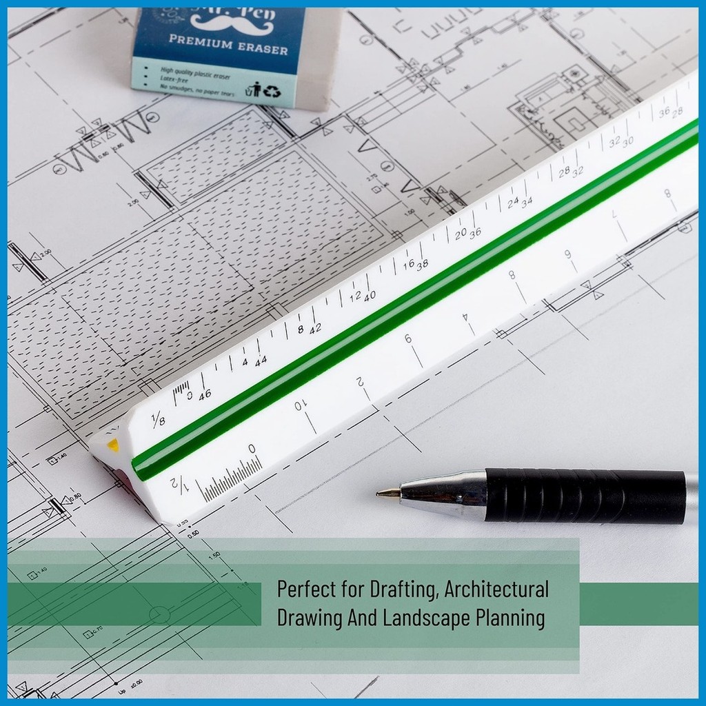 3 Sides Triangular Metric Scale Ruler 1:100/200/250/300/400/500 ...