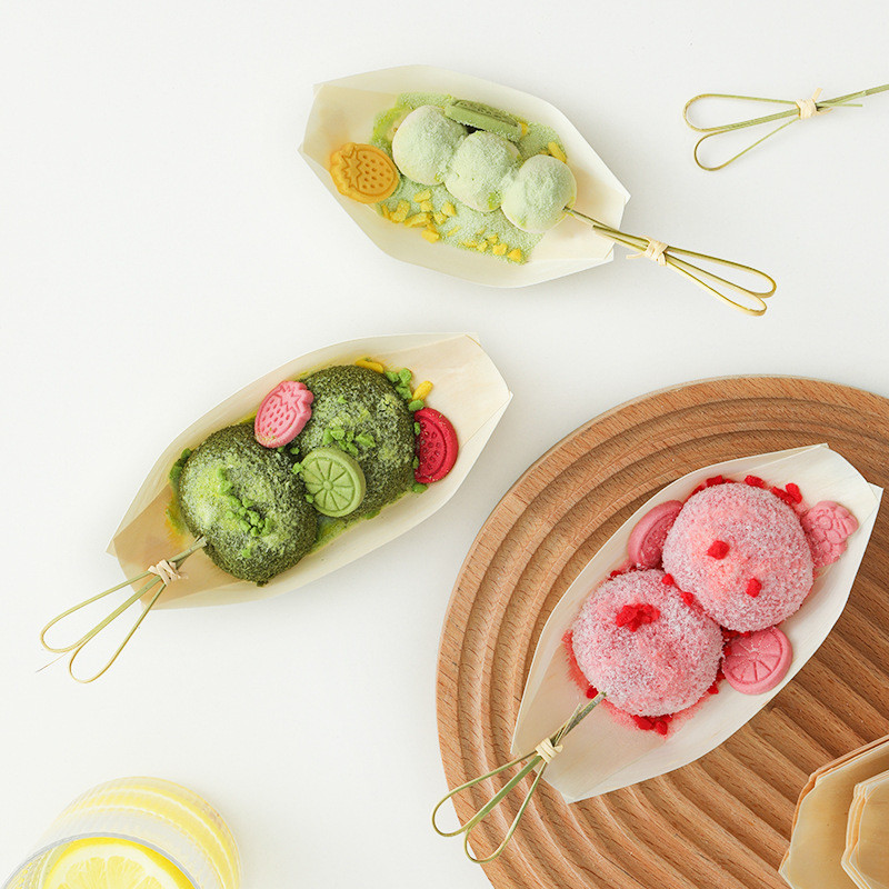 100pcs Disposable Wooden Sushi Boat 3.5inch Siomai Plate Snacks Serving ...