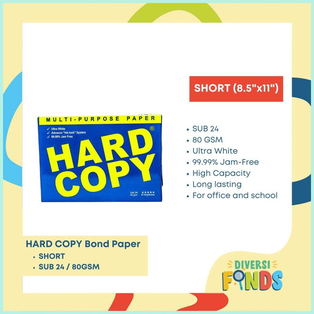 Hard Copy Hardcopy Bond Paper/ Copy Paper Sub 24/ 80GSM thick Short ...