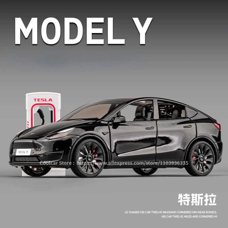 All 1:24 ★ TESLA MODEL Y 3 With Charging Pile Alloy Diecast Metal Model ...