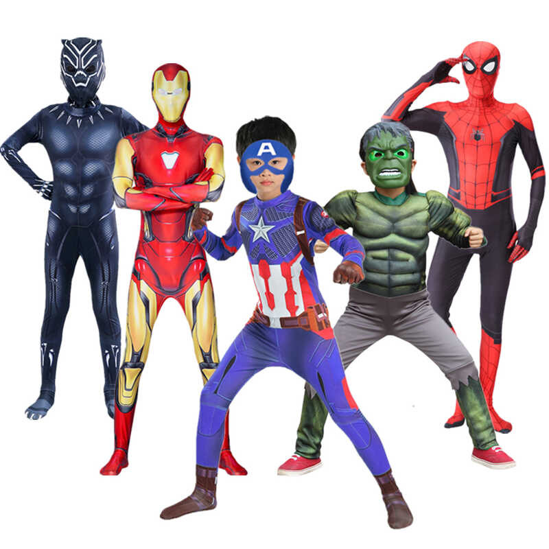 Avengers Kids Costumes Jumpsuits Captain America Iron Hulk Spider Man ...