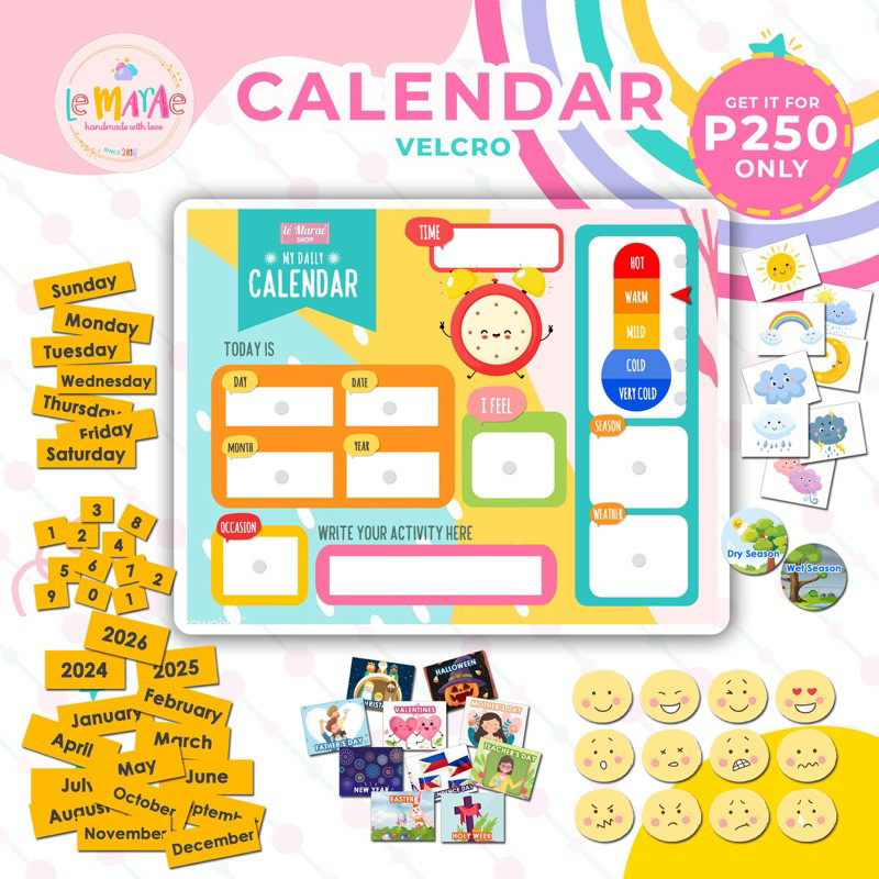 in stock My Daily Calendar Velcro Busy Book Interactive A3 Laminated ...