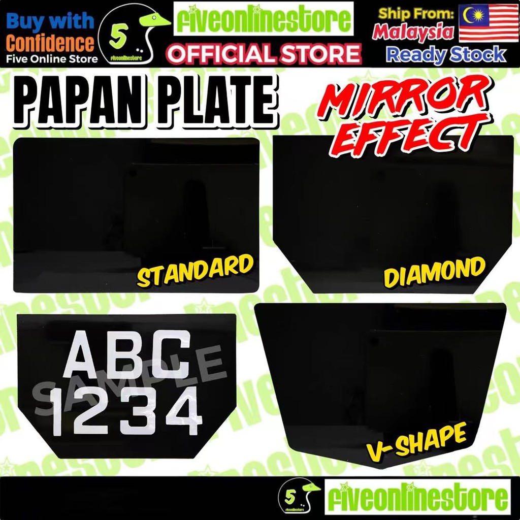 Papan Plate Motor Kosong Hitam Kilat (Plate Sahaja) Mirror Effect Plat ...