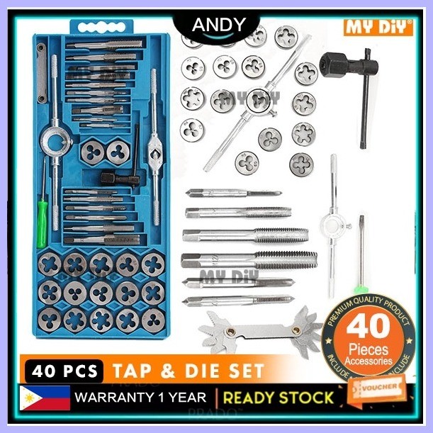 40pcs Tap And Die Set Metal Tap Wrench Holder Die Handle Kit M3-M12 Nut ...