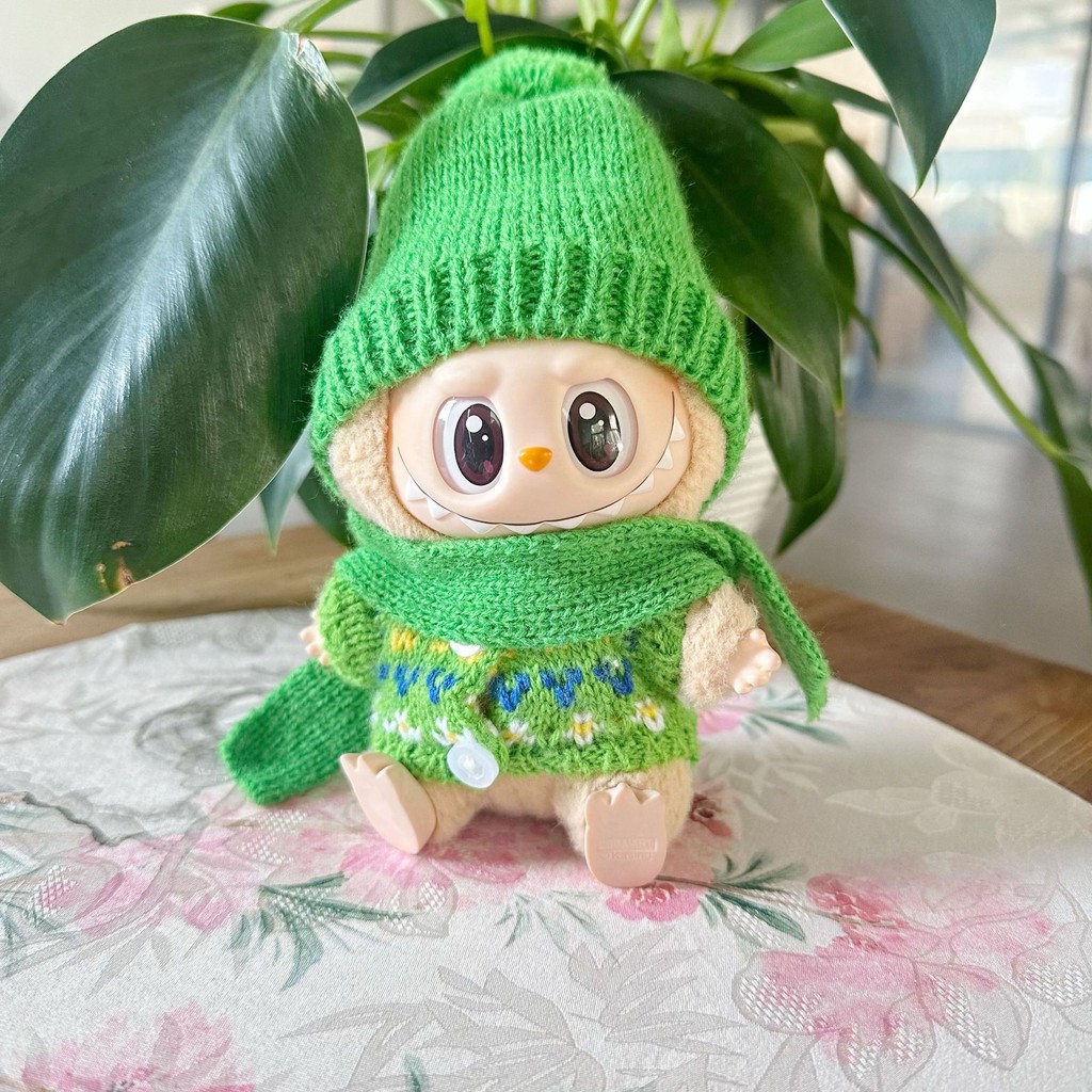 Labubu Clothes Have A Seat with Hat 15cm Popmart Labubu V1 V2 Green ...