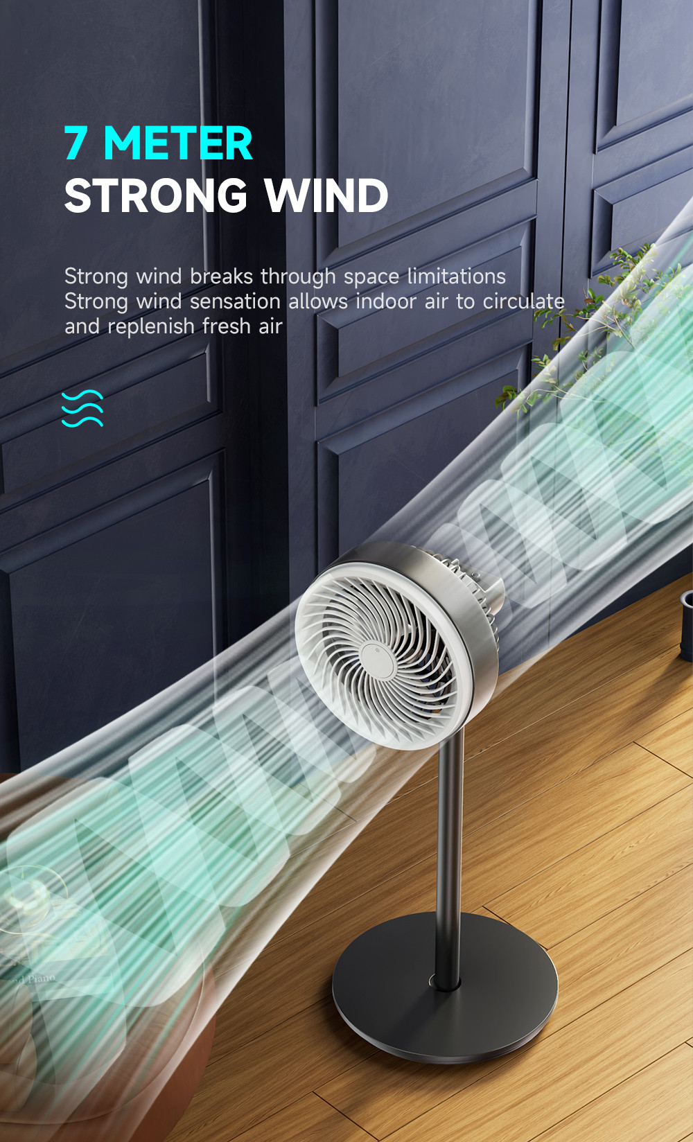 5 Blade Floor Fan 14 Inch Stand Fan Strong Wind Electric fan Air ...