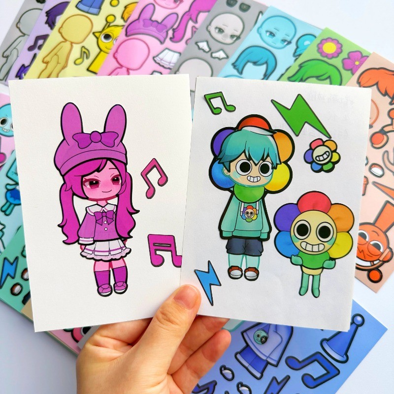 8pcs Sprunki Sticker Toy 2025 New Creative Handmade DIY Face Changing ...