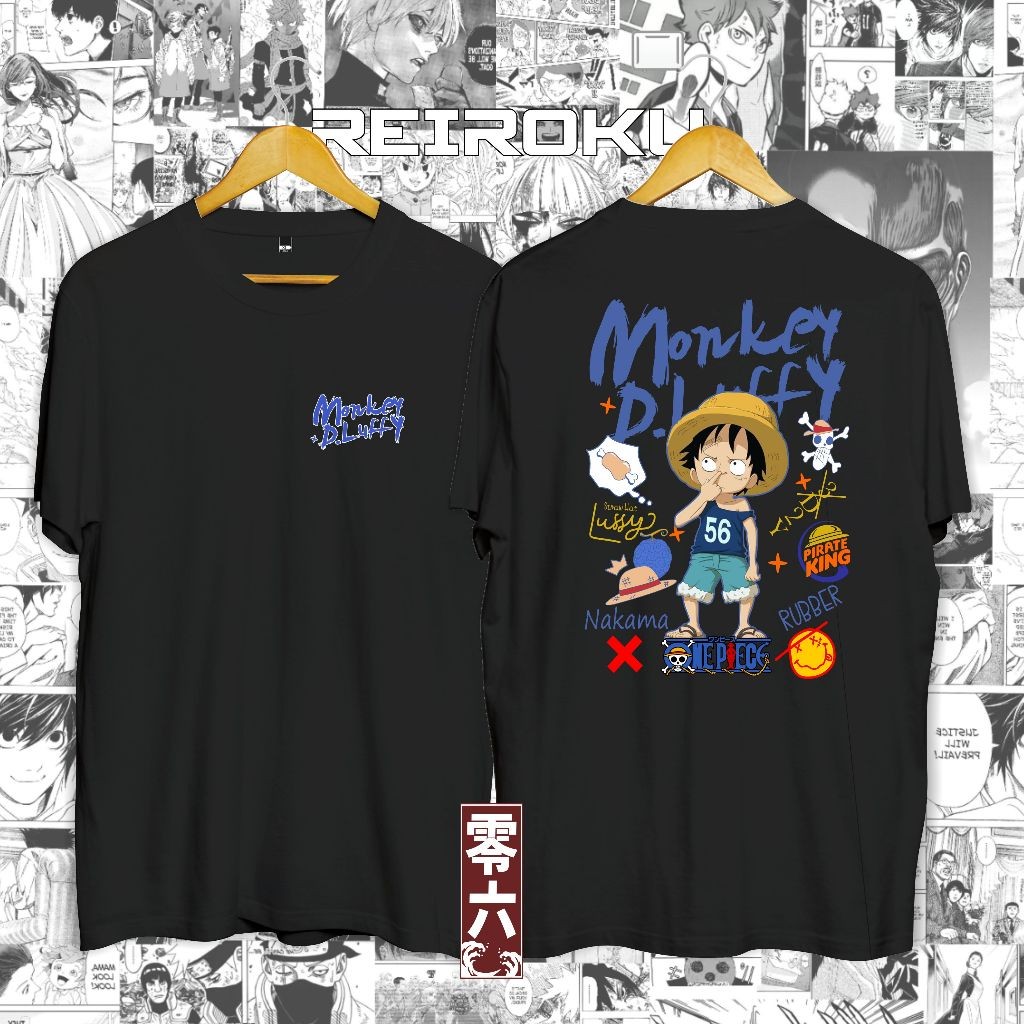Anime luffy burger ngupil one piece t-shirt manga Japanese character ...