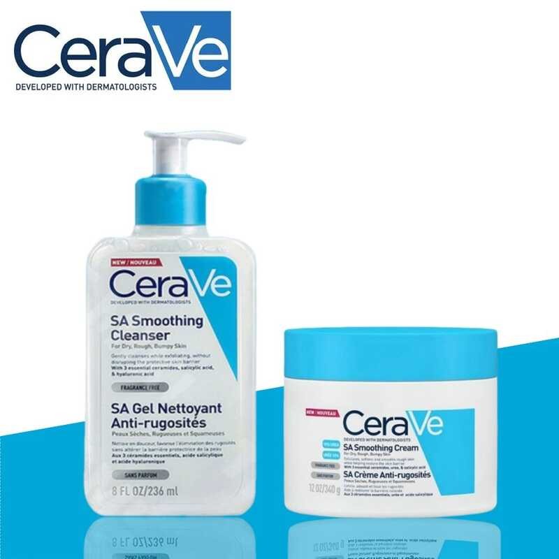 Cerave SA Smoothing Cleanser & Cream Salicylic Acid Acne Remover Pore ...