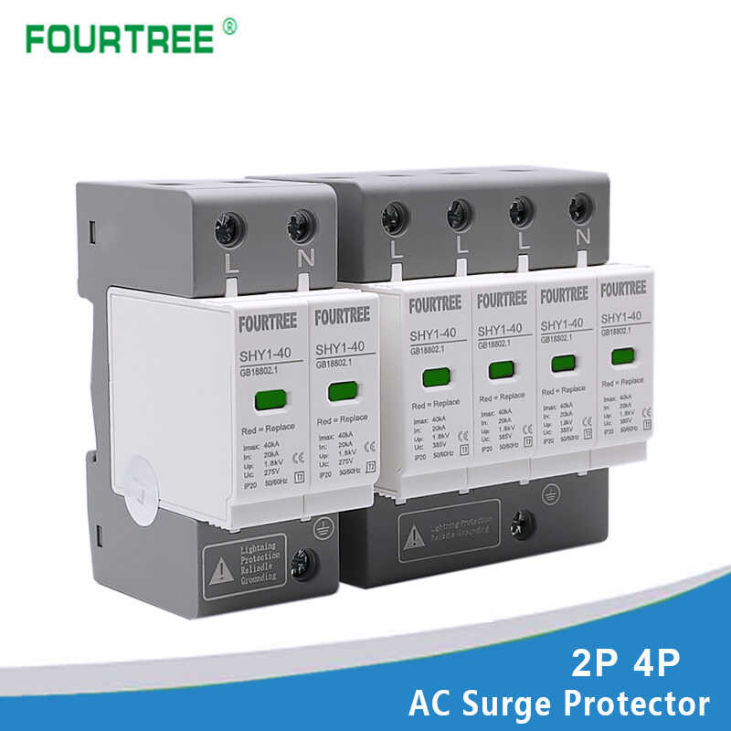 AC SPD Surge Protection 2P 4P 10〜20Ka 20〜40Ka 30Ka〜60Ka House Lighing Protector - Low-Voltage Lo ...