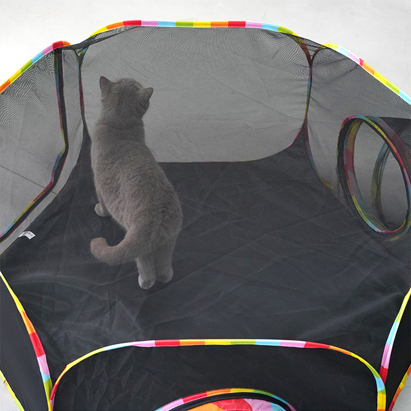 Rainbow Collapsible Portable Cat Tent Interactive Play Toy Connectable ...