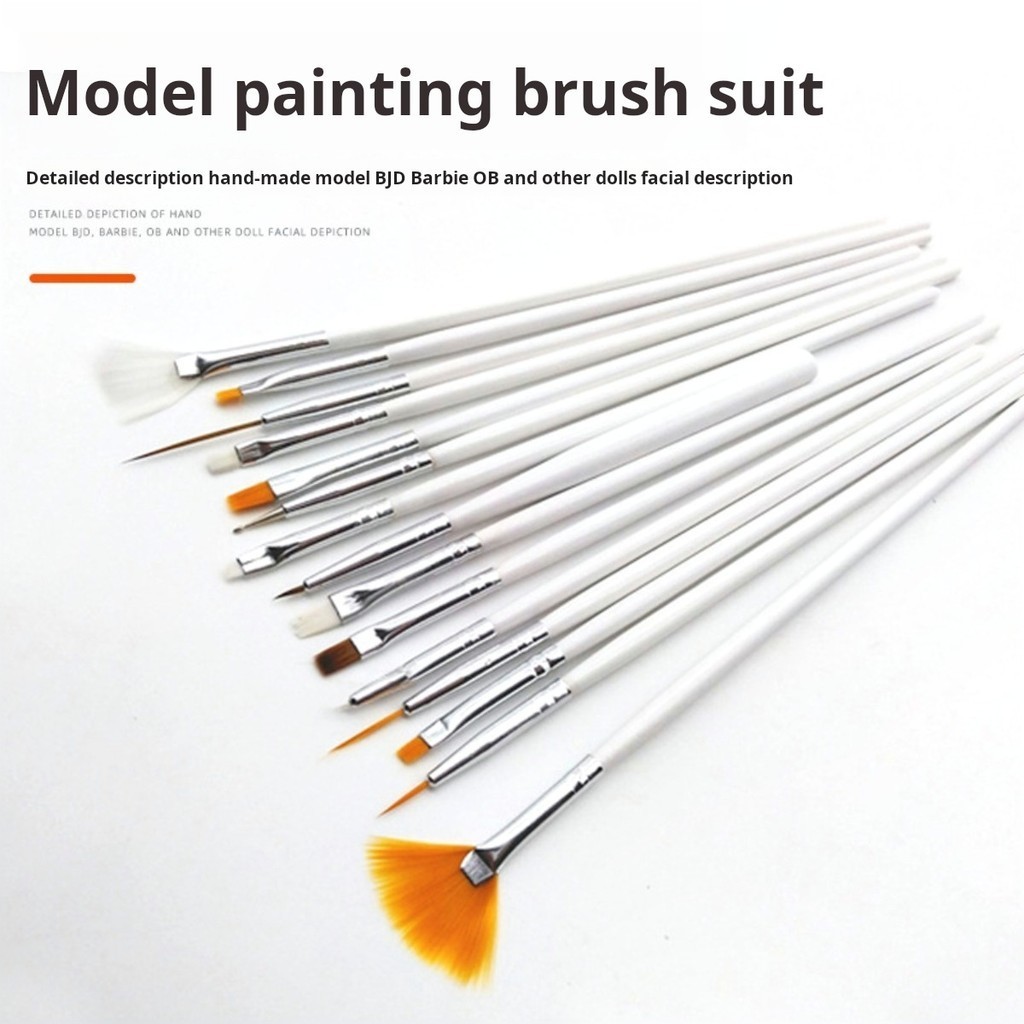 15 Brush Set Lining Pen Detailed for Figurine Doll Gundam Apply Color ...